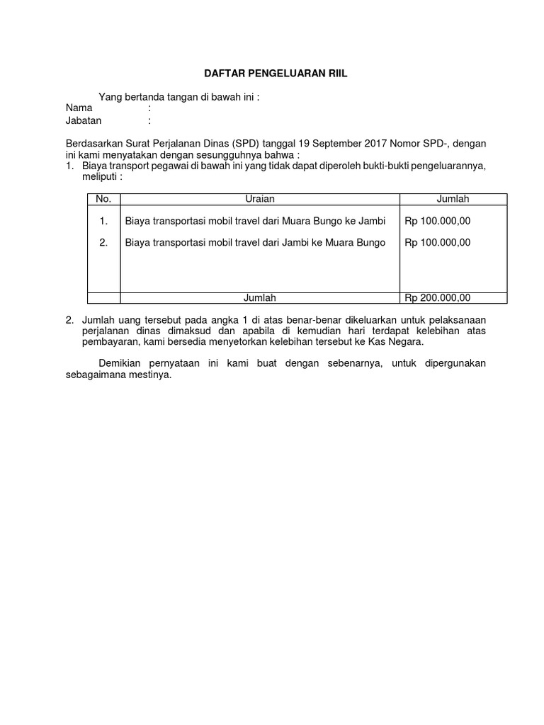 Daftar Pengeluaran Real DF | PDF