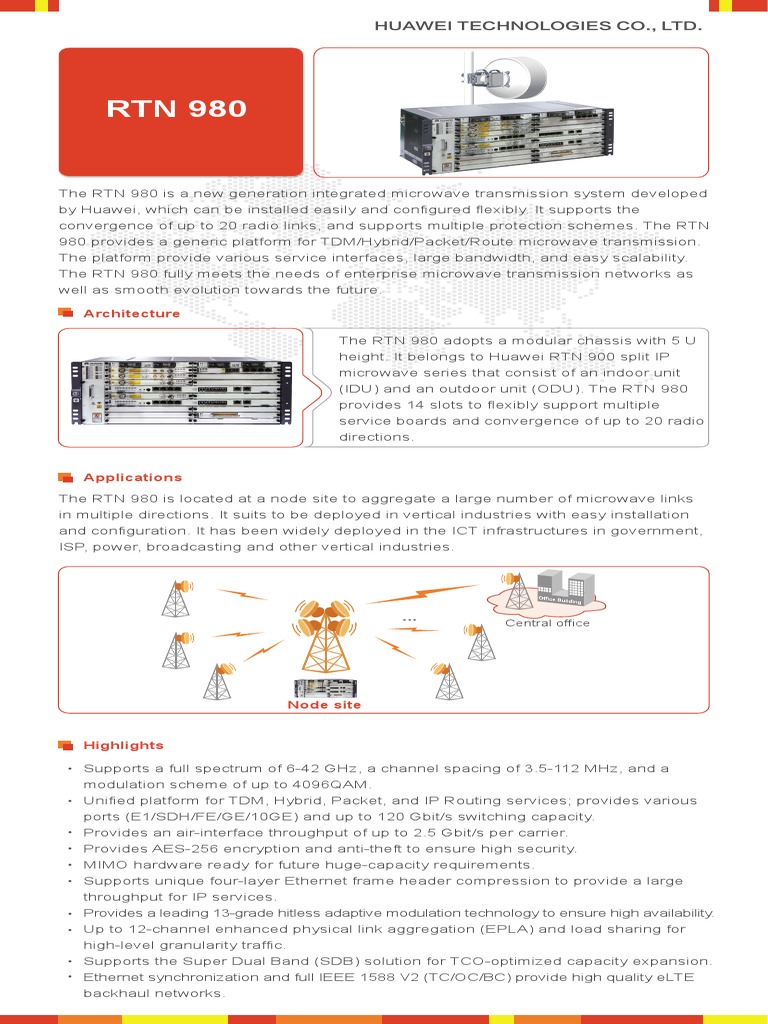 Huawei RTN 980 Brochure | PDF | Computer Network | Physical Layer Protocols