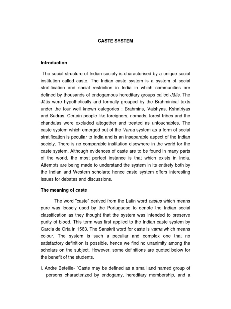 Caste System 1 | PDF | Caste | Dalit