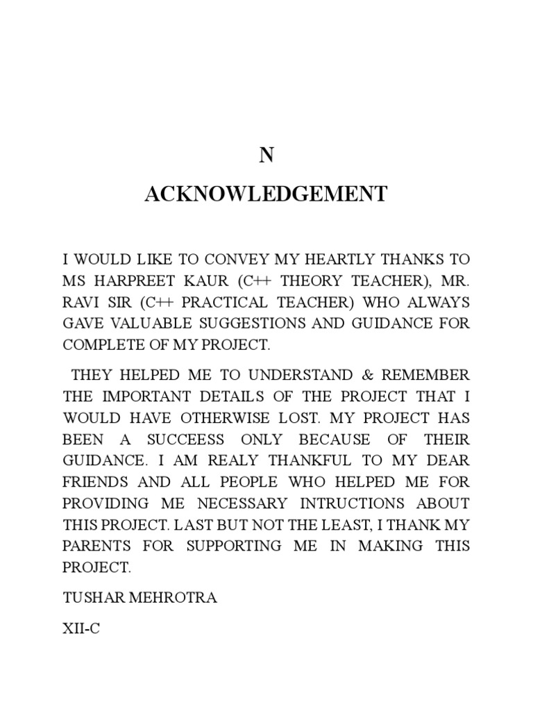 N Acknowledgement | PDF | Parameter (Computer Programming) | Object Oriented Programming