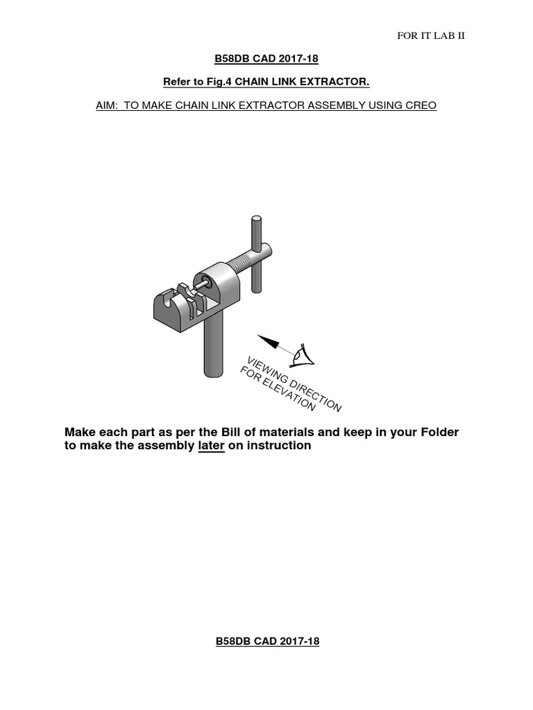 For It Lab Ii: B58DB CAD 2017-18 Refer To Fig.4 Chain Link Extractor | PDF