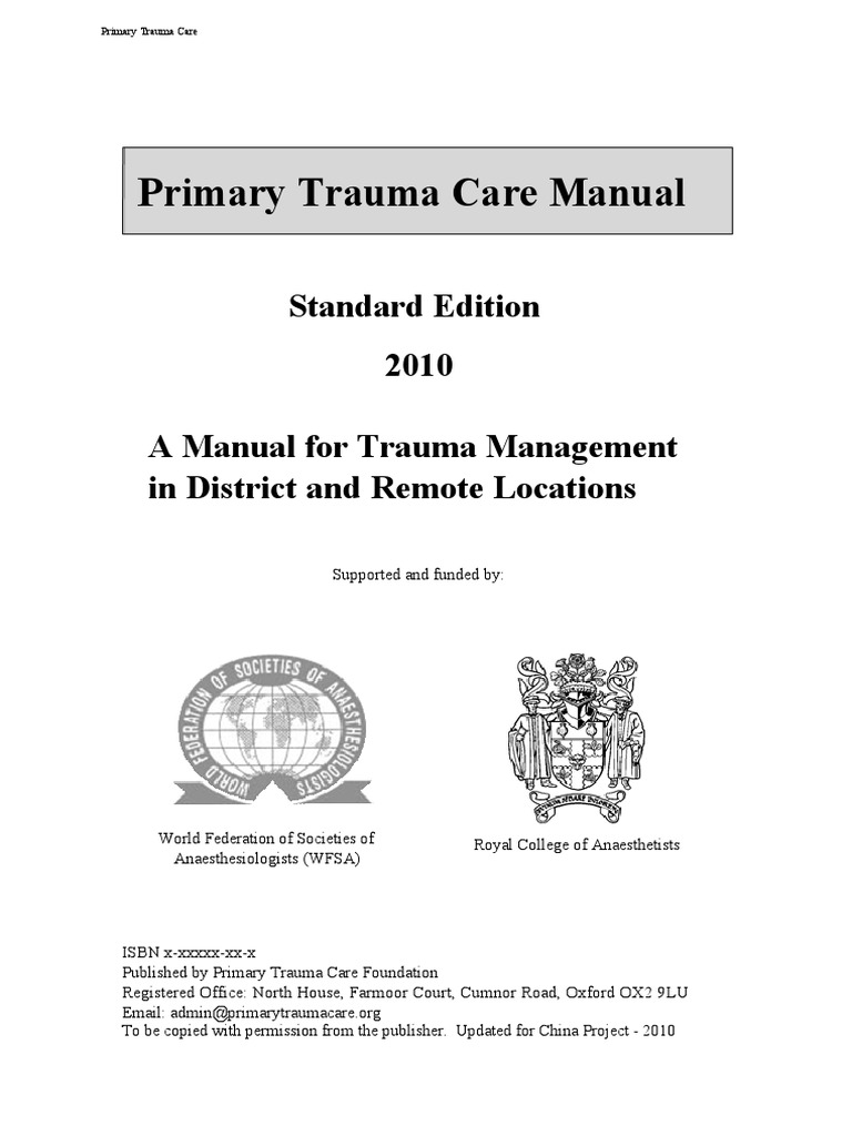 Primary Trauma Care 2010 | PDF | Major Trauma | Thorax