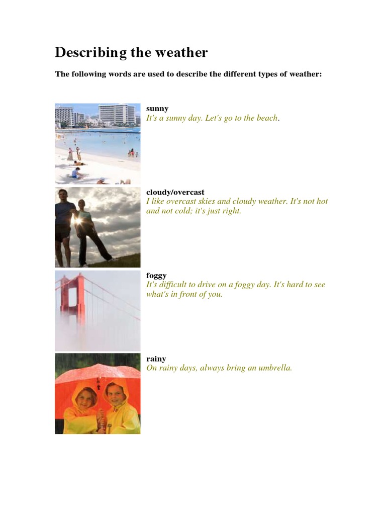 Weather Descriptions and Examples | PDF | Language Arts & Discipline ...
