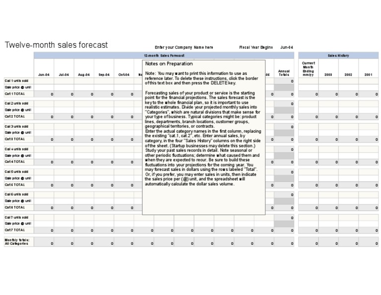 12 Month Sales Forecast1 | PDF | Business | Business Economics