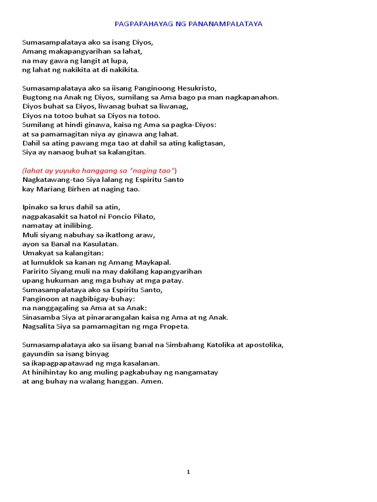 Creed Tagalog Mass | PDF