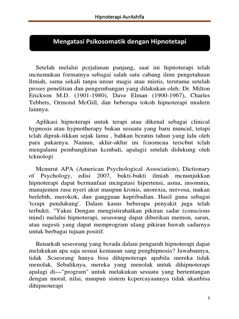 Buku Hipnoterapi | PDF