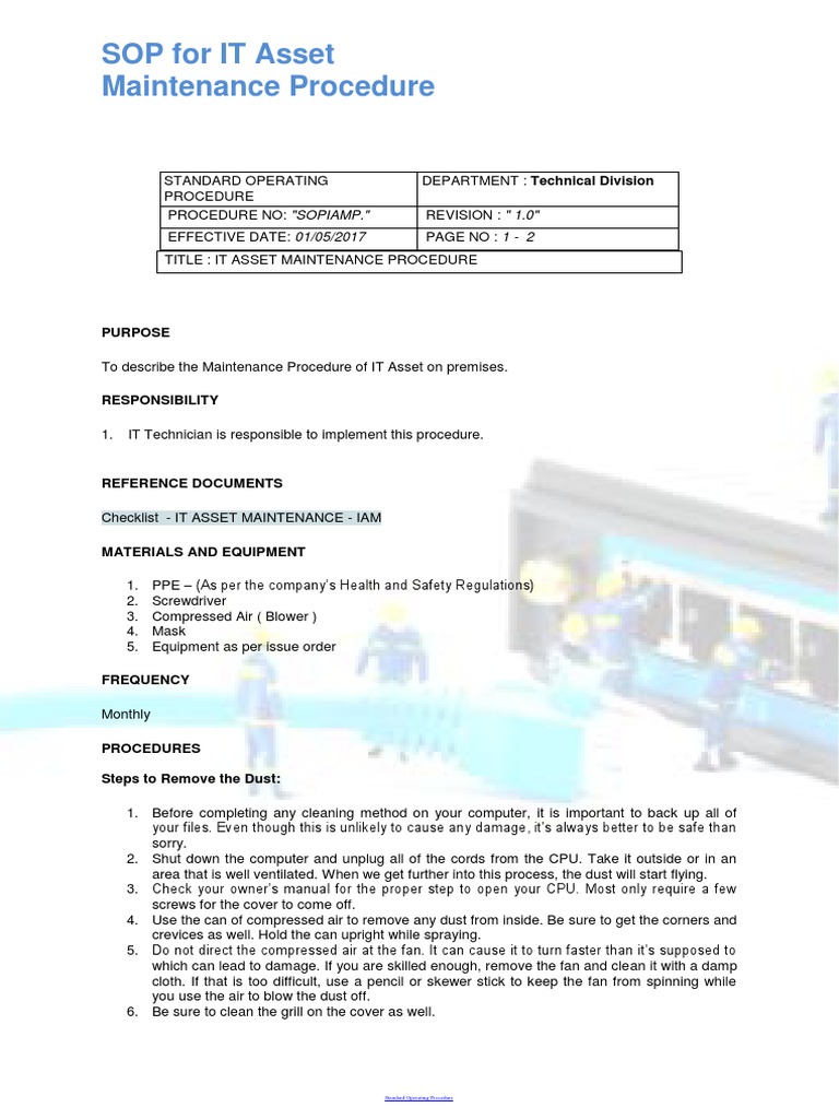 SOP IT Asset Maintenance Procedure | PDF | Safety | Computing And ...