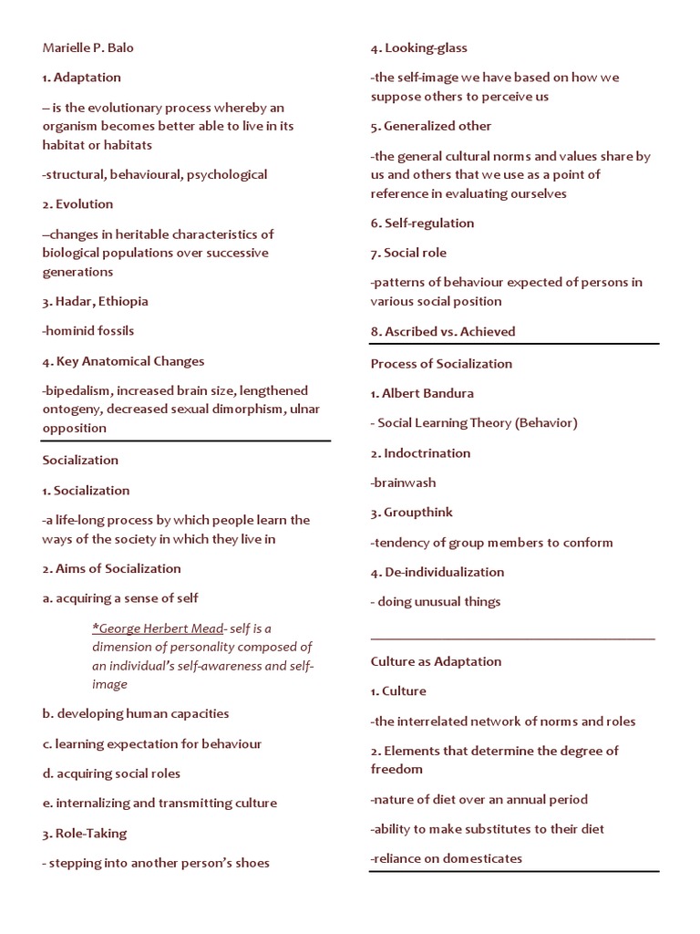 Soc Sci 1 Midterm Exam Reviewer | PDF | Fundamentalism | Socialization