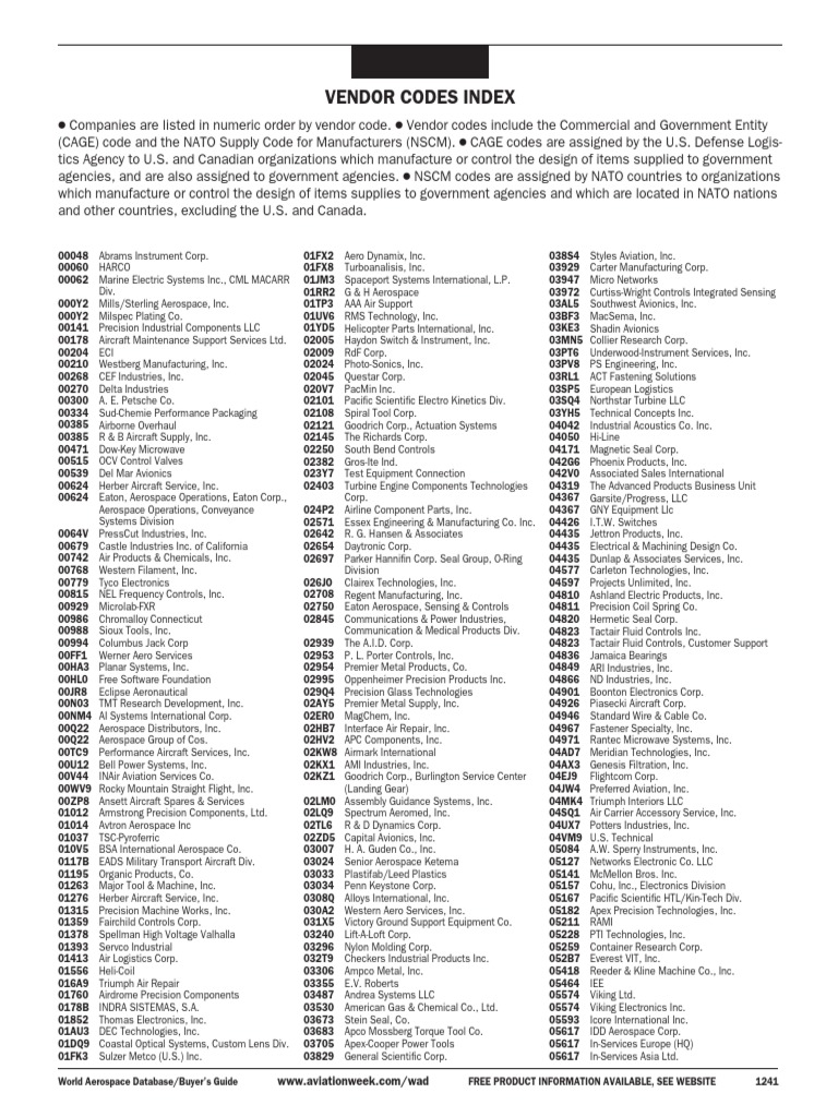 Vendor CAGE Codes | PDF