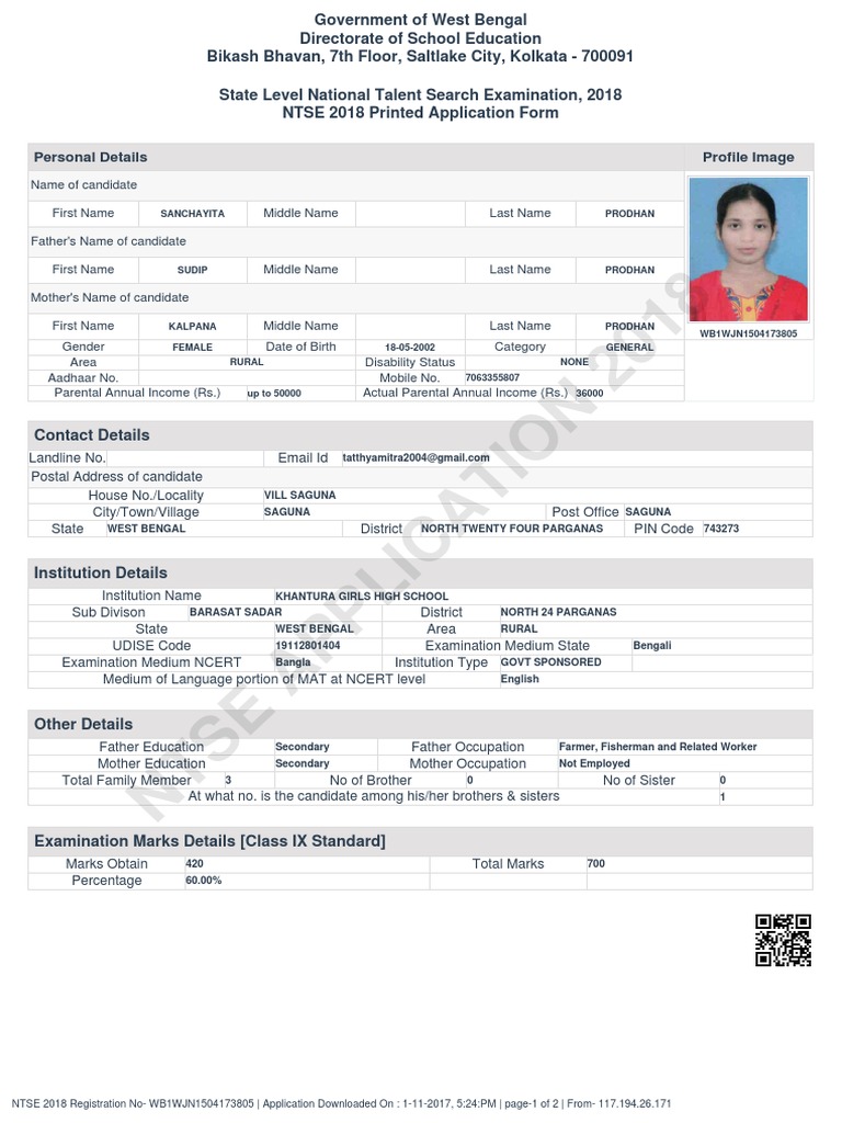 NTSE 2018 Application Form Details | PDF | Business