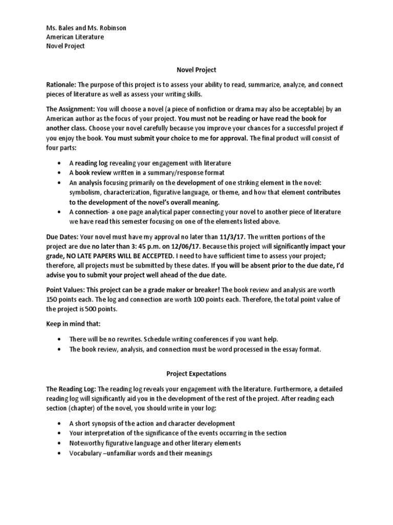 Novel Project | PDF | Essays | Reading (Process)