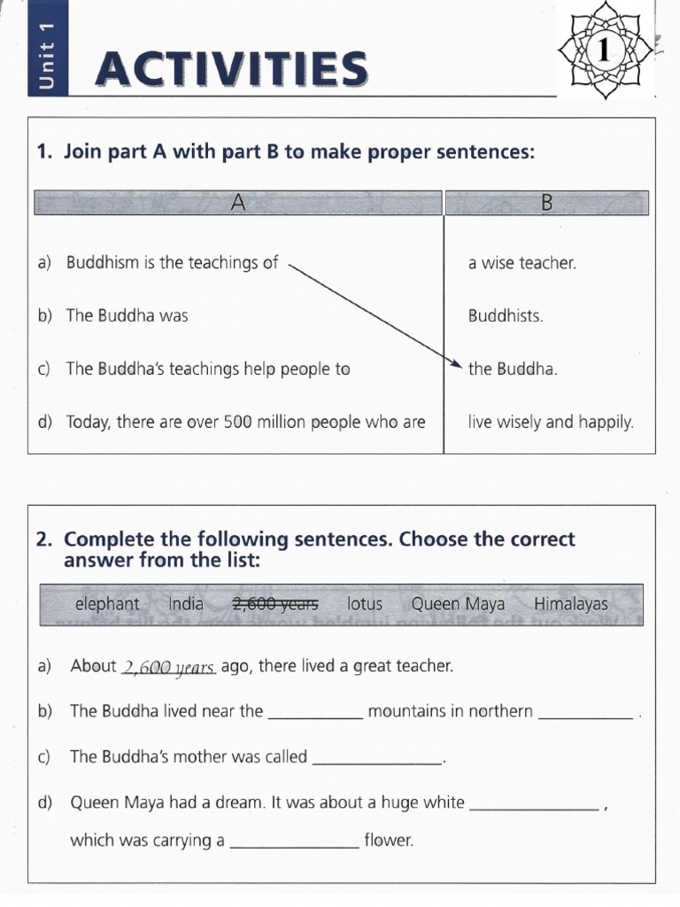 Buddhism Key Stage 1 Workbook Activities | PDF