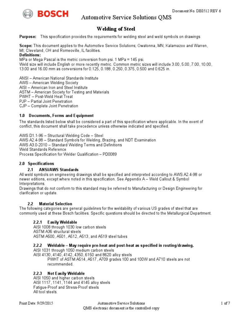 Automotive Service Solutions QMS: Welding of Steel | PDF | Welding ...
