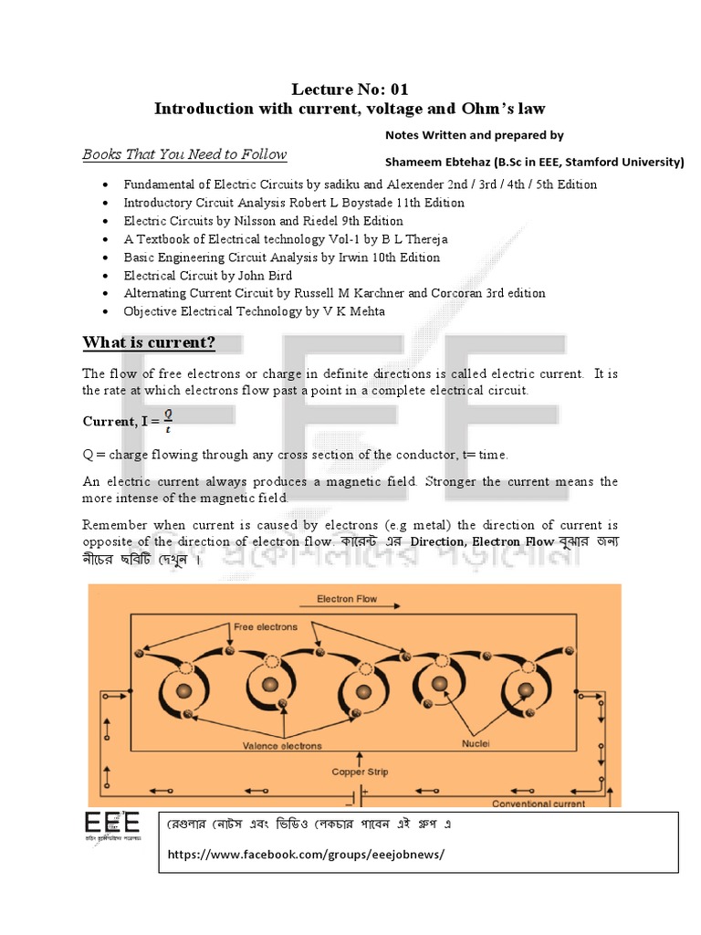 Lecture 1 Introduction With Current Voltage And Ohm S Law Pdf
