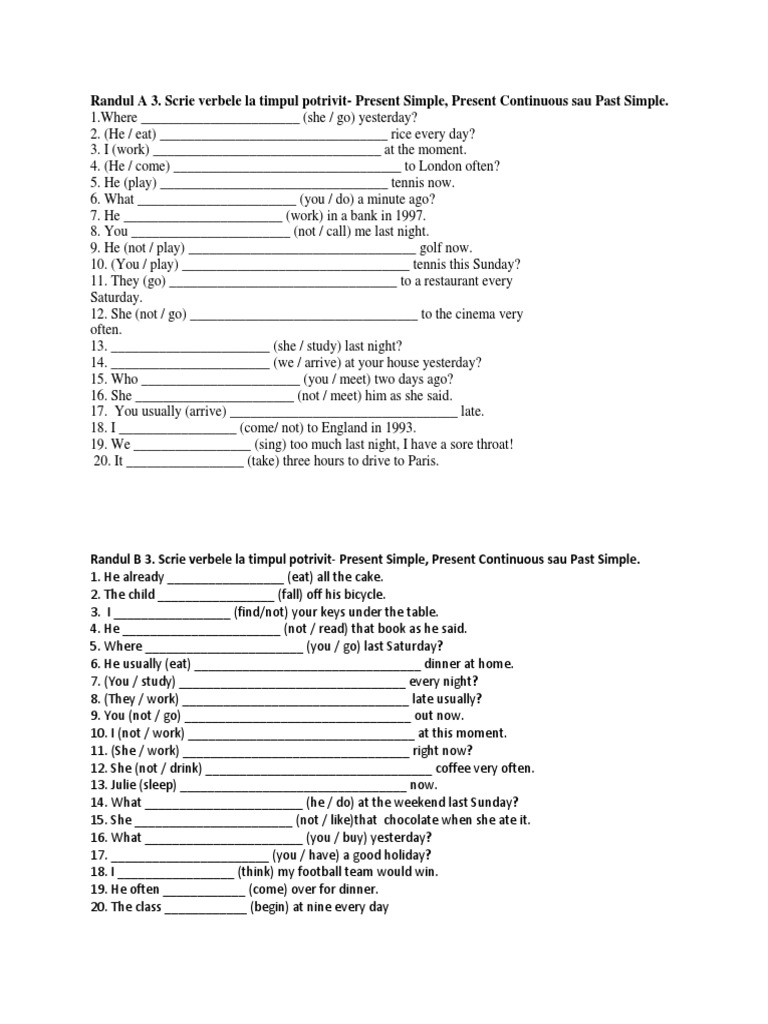 Verb Tense Exercises and Reading Comprehension | PDF