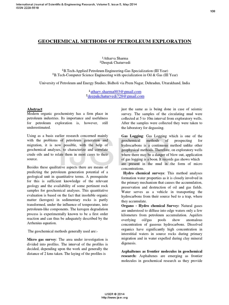 Geochemical Methods of Petroleum Exploration | PDF | Petroleum | Natural Gas