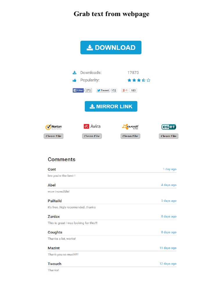 Grab Text From Webpage Web Page Html