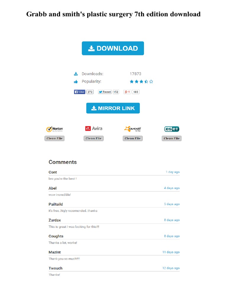 Grabb and Smith39s Plastic Surgery 7th Edition Download | PDF ...