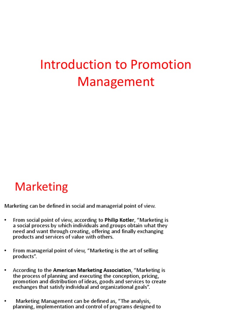 Introduction To Promotion Management | PDF | Target Audience | Marketing