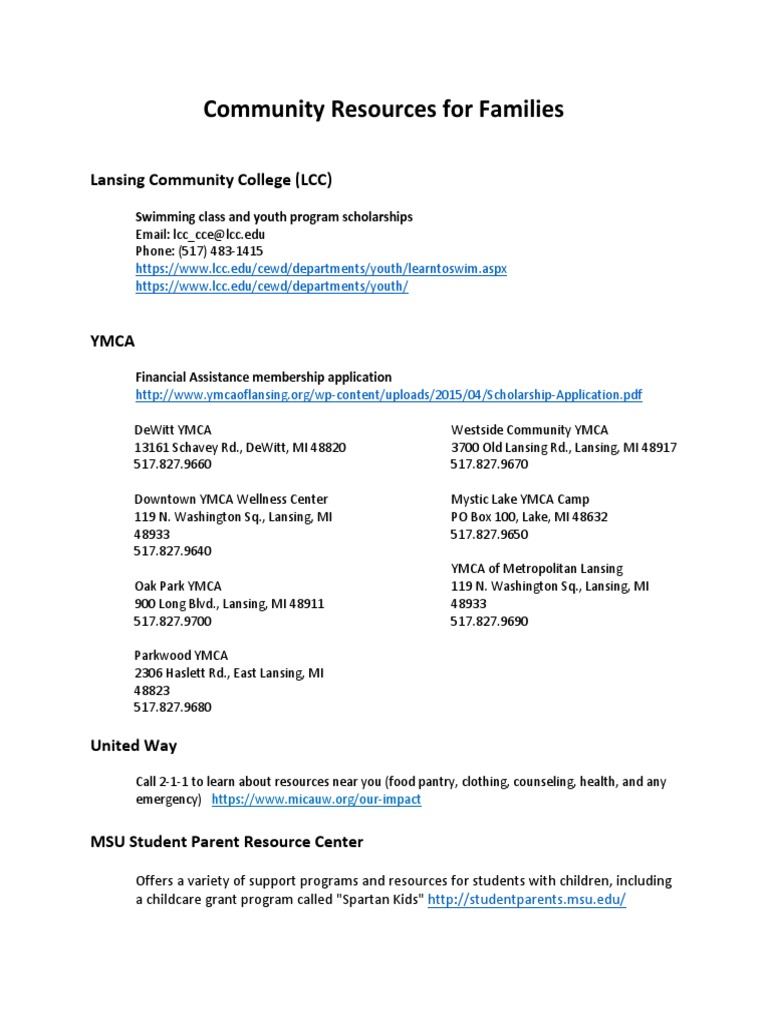 Essential Family Resources in Lansing | PDF | Lansing | Wellness