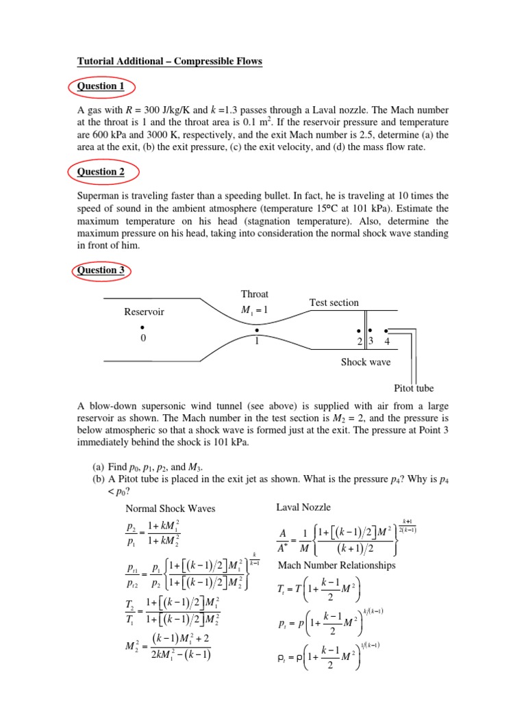 Compressible Flow Tut Add | PDF | Mach Number | Compressible Flow