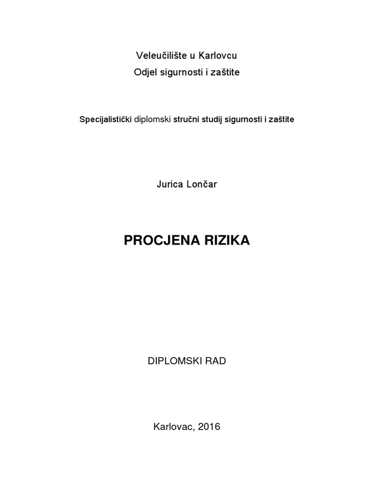 Dipl. Rad Procjena Rizika | PDF