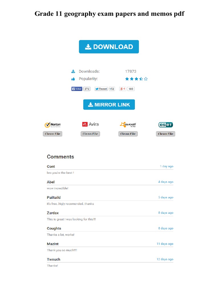 Grade 11 Geography Exam Papers and Memos PDF | Geography | Science