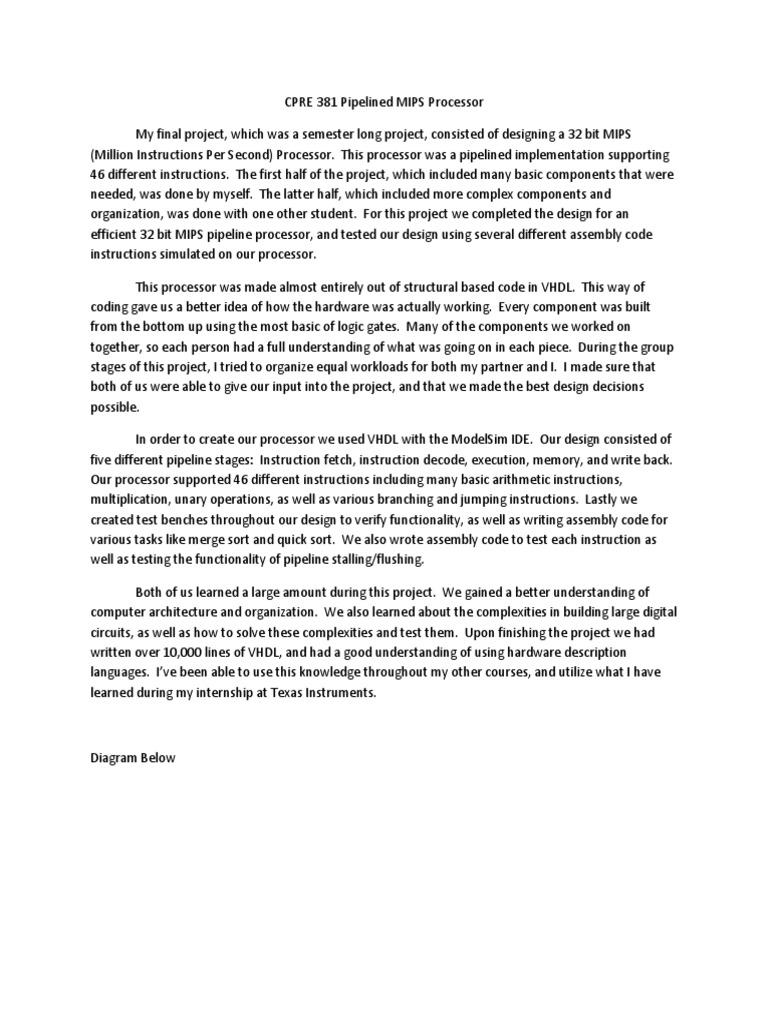 Cpre 381 Project | PDF | Central Processing Unit | Vhdl