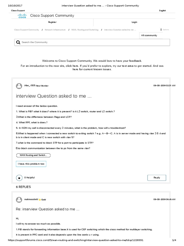 Cisco Interview Questions Guide | PDF | Telecommunications | Data ...