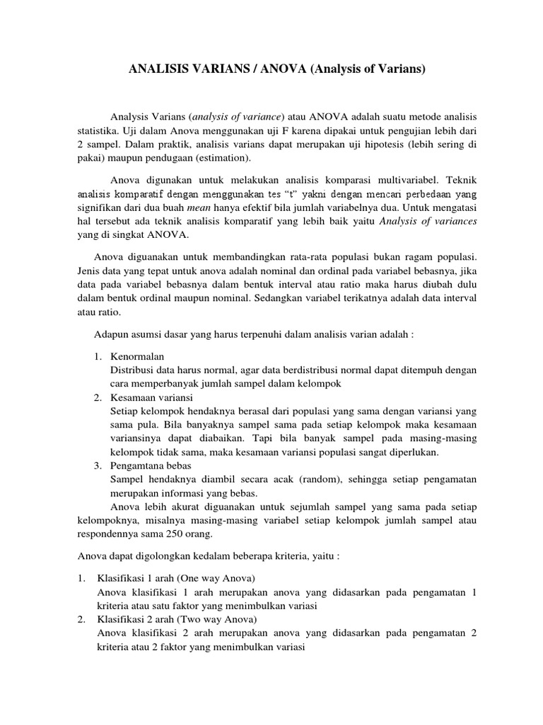 Uji Anova One Way | PDF