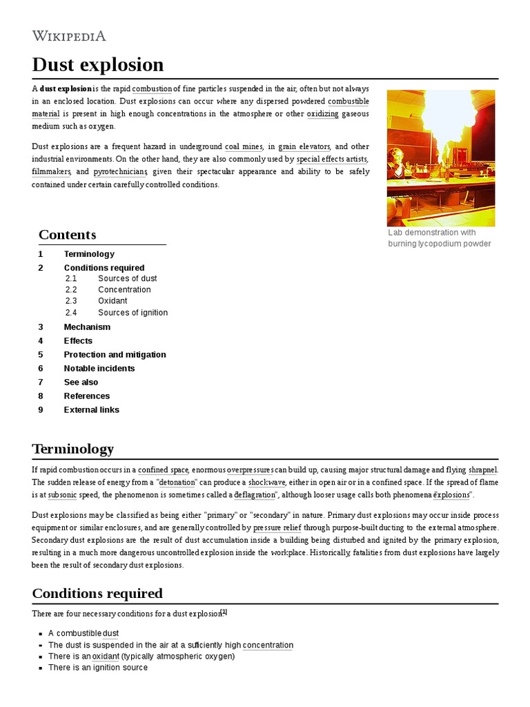 Dust Explosion | PDF | Chemistry | Physical Sciences