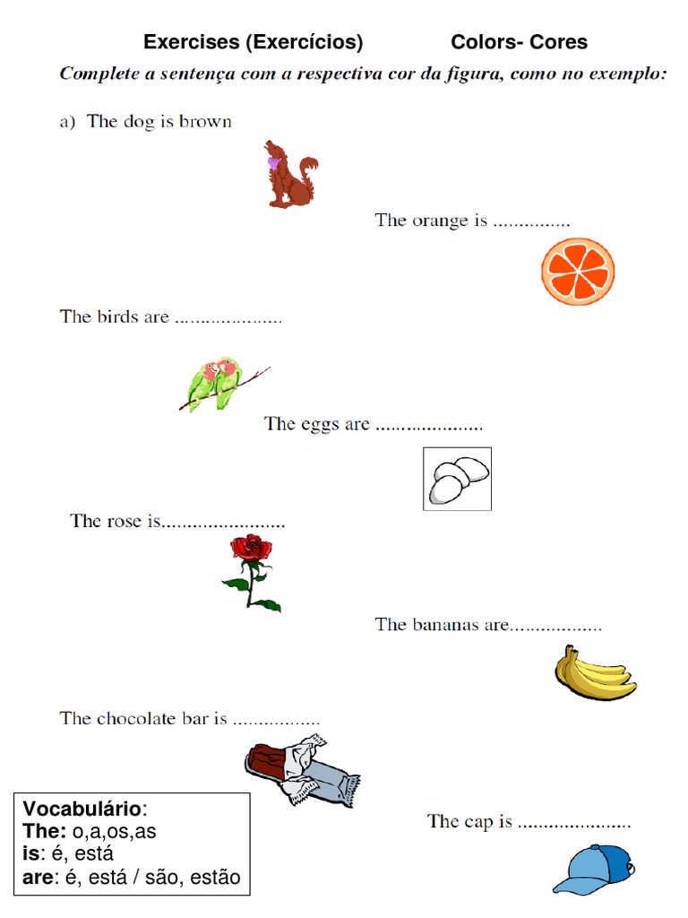 Exercises Colors - Cores | PDF