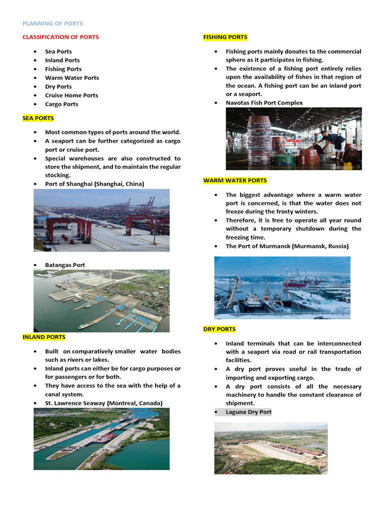 Planning and Classification of Ports | PDF | Port | Heavy Industry