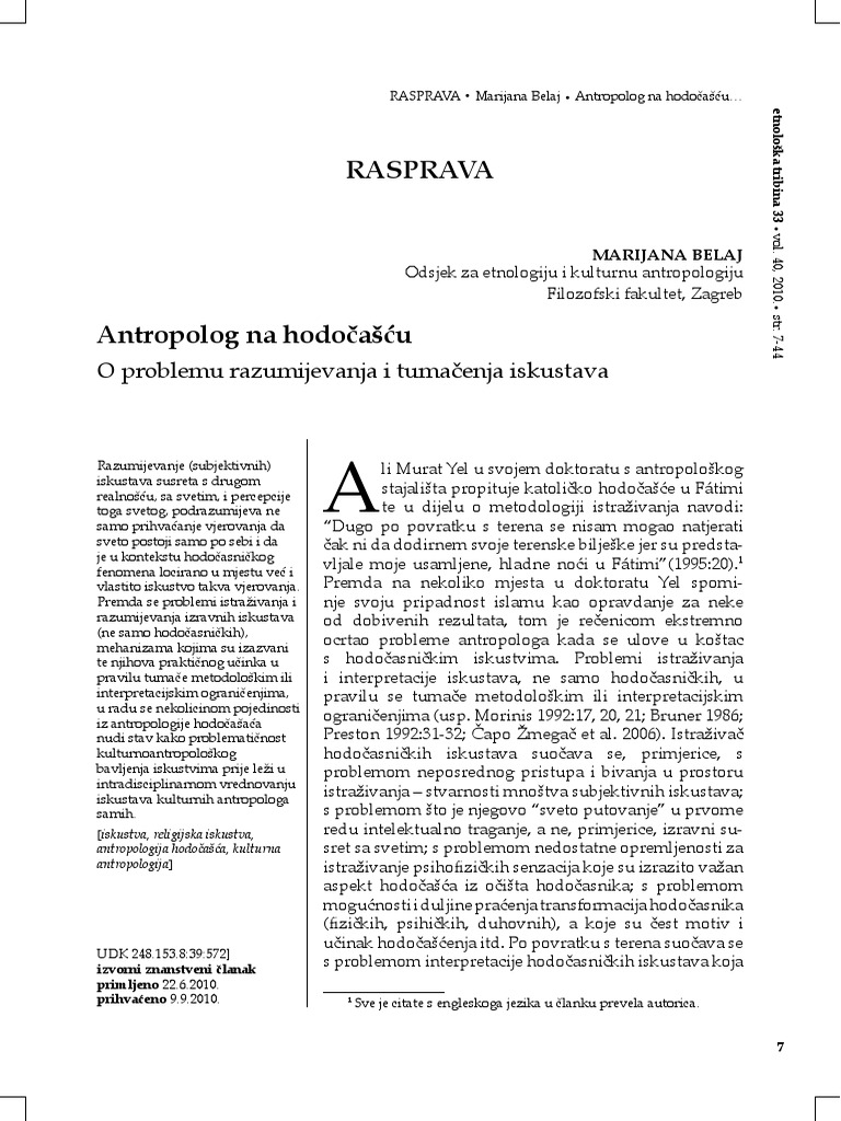 01 RASPRAVA Antropolog Hodocasce PDF | PDF