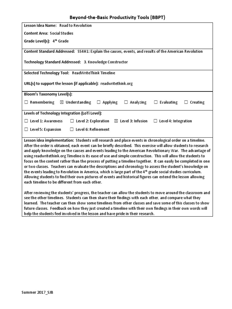 4th Grade American Revolution Timeline Lesson | PDF | Career & Growth ...