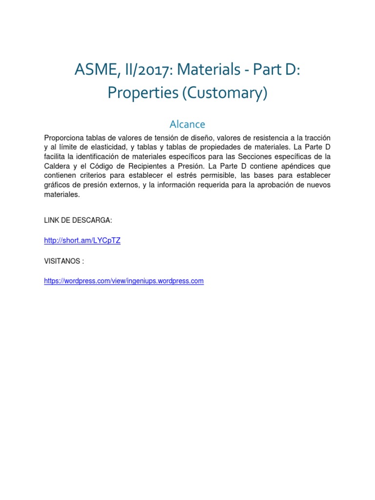 ASME II Part D 2017 | PDF