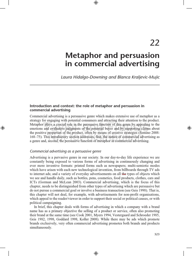 Reading 1 Week 2 Metaphor Persuasion in Ads | PDF | Persuasion ...