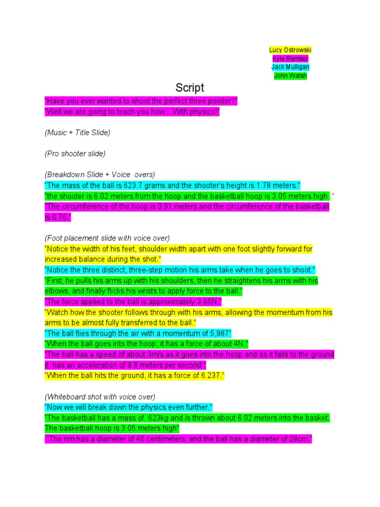 Phys of Sports Script | PDF
