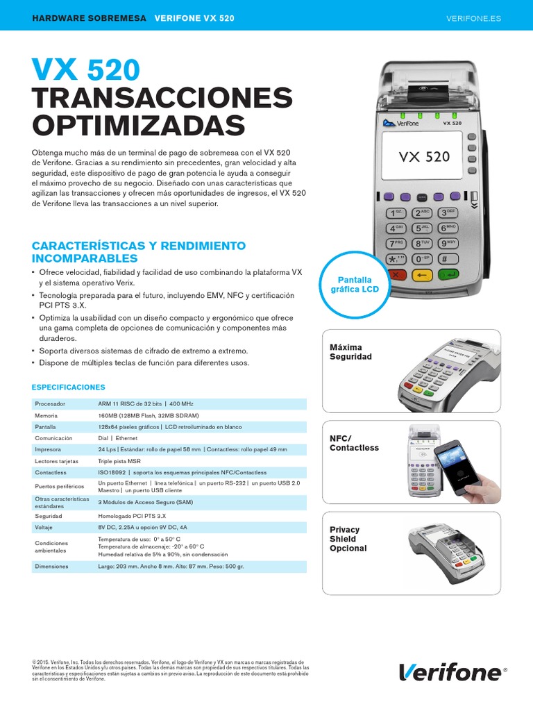 Ficha Tecnica VX520.pdf | USB | Memoria flash