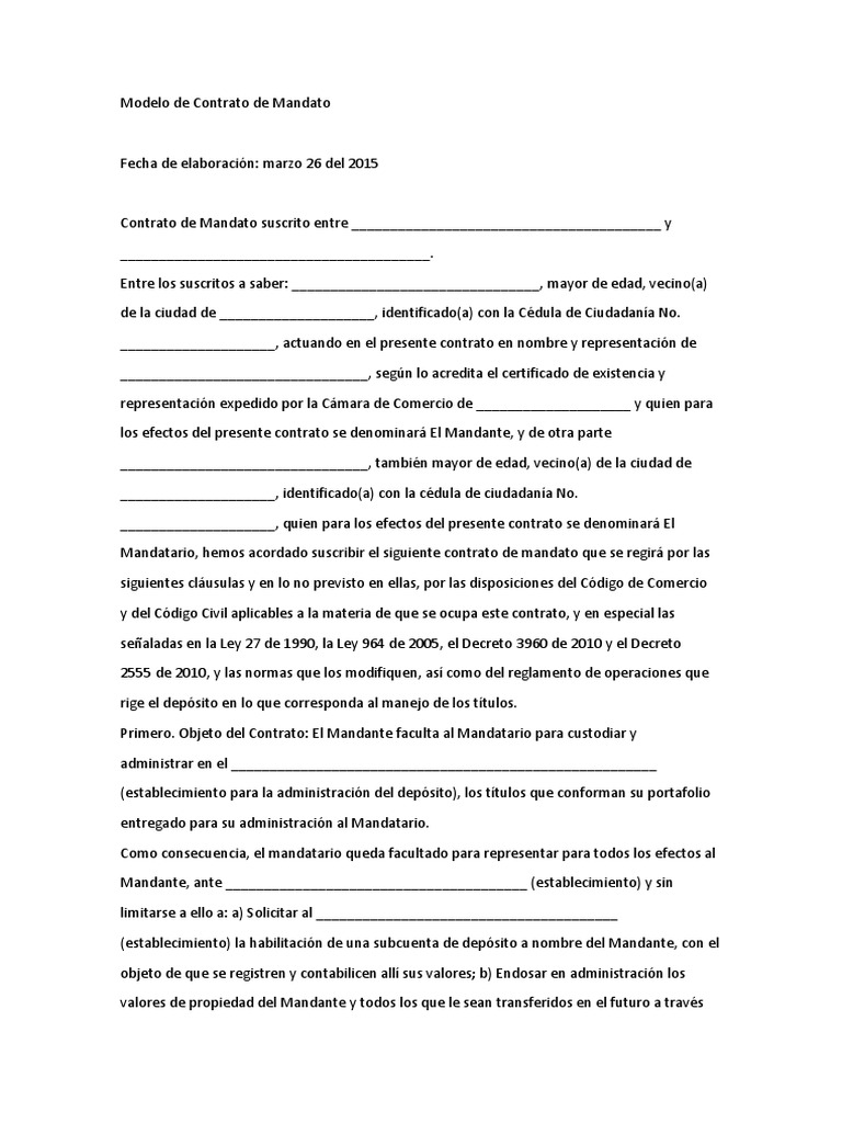 Modelo de Contrato de Mandato | PDF | Lavado de dinero | Virtud