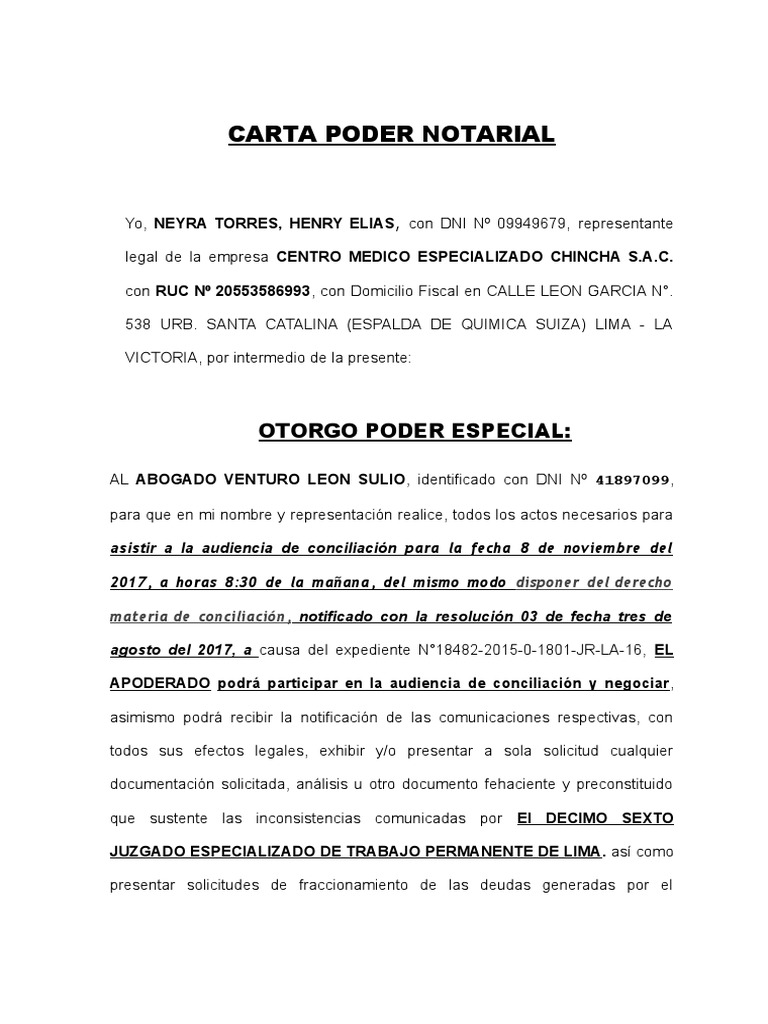 Carta Poder Notarial | PDF