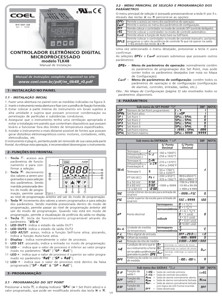 Manual de Instrucoes TLK48 r1 | PDF | Celsius | Termopar