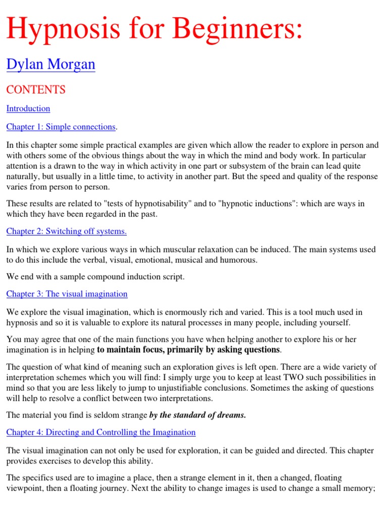 Hypnosis For Beginners | PDF | Hypnosis | Relaxation (Psychology)