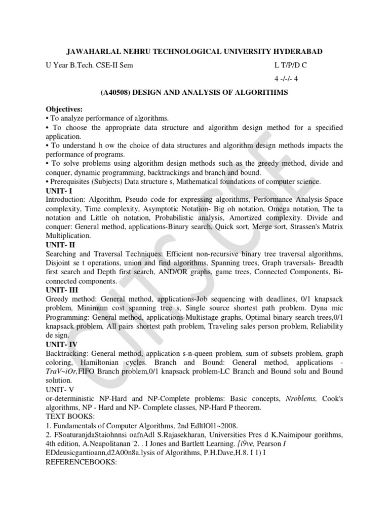 (A40508) Design and Analysis of Algorithms | PDF | Computational ...