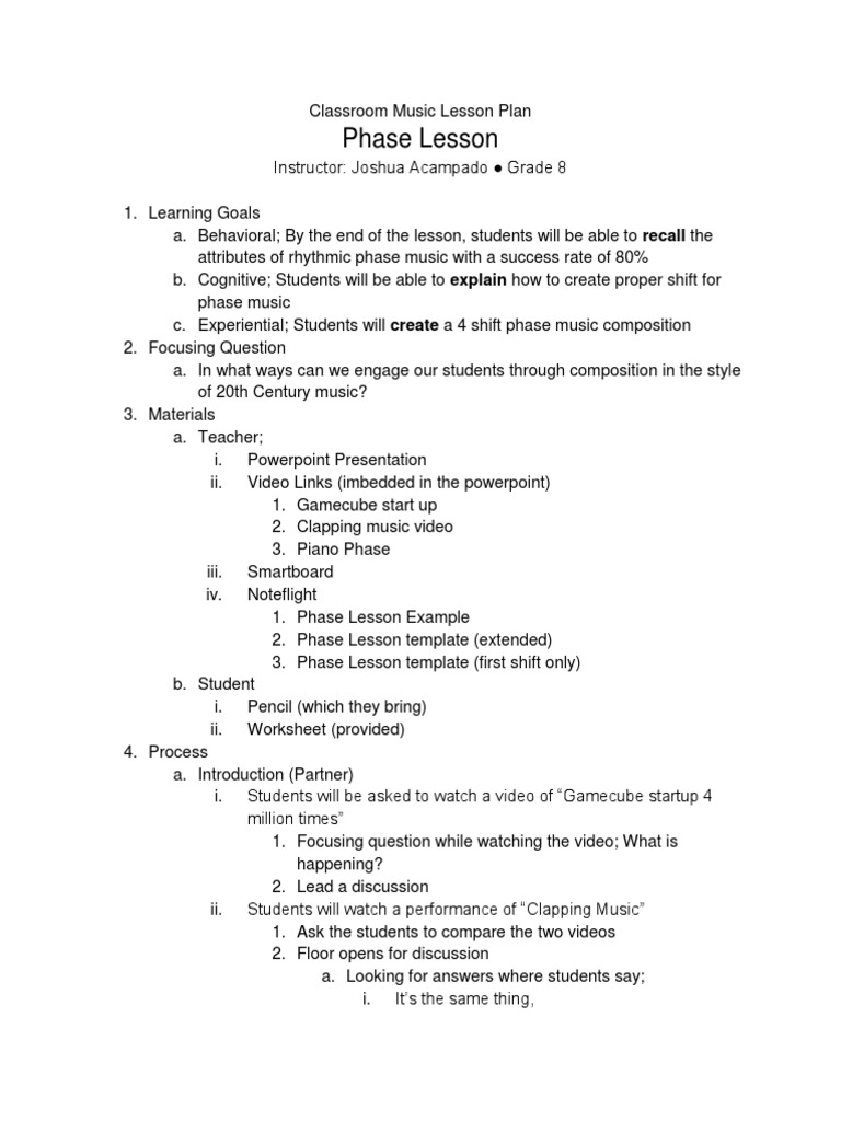 Round 3 Phase Lesson Plan | PDF | Lesson Plan | Cognition