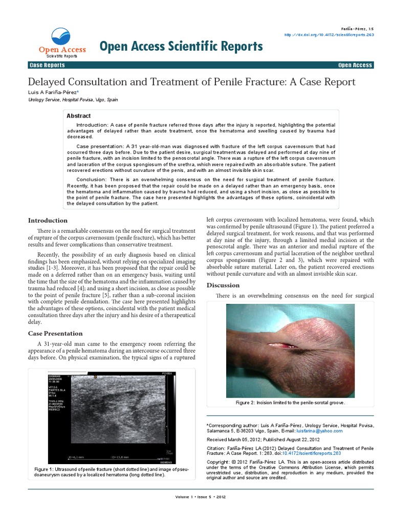 Delayed Consultation and Treatment of Penile Fracture | Surgery | Wound ...