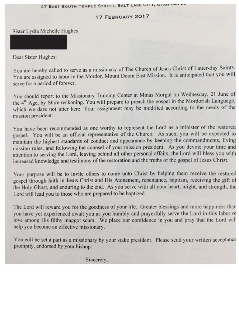 Lydia's Fake Mission Call | PDF