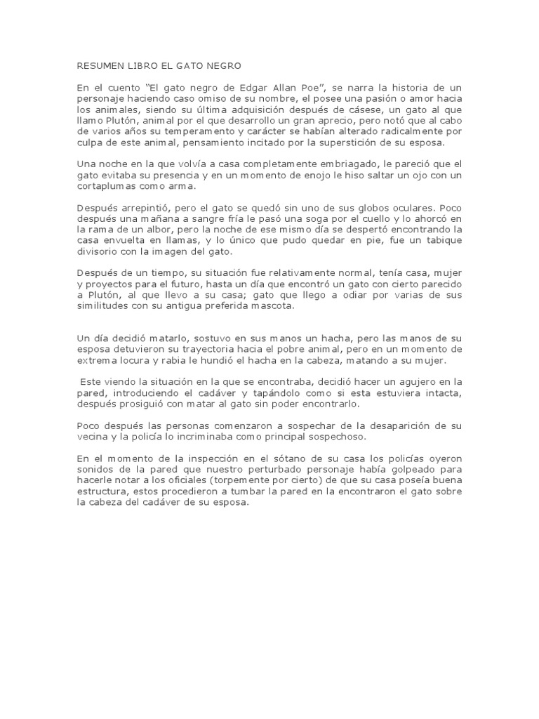 Resumen Libro El Gato Negro | PDF
