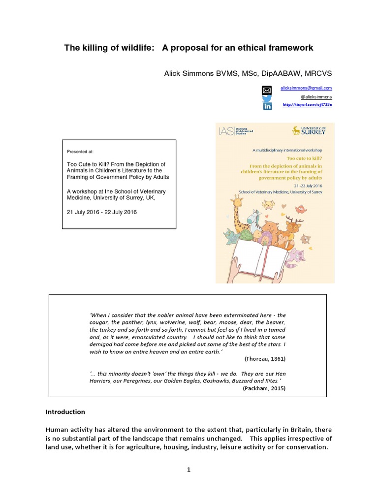 Wildlife - A Proposal | PDF | Animal Welfare | Veterinary Physician