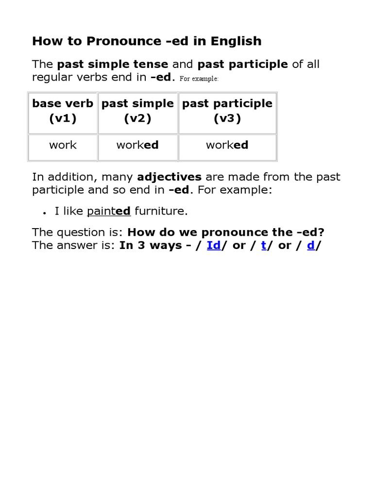 Ed Pronunciation Exercises | PDF
